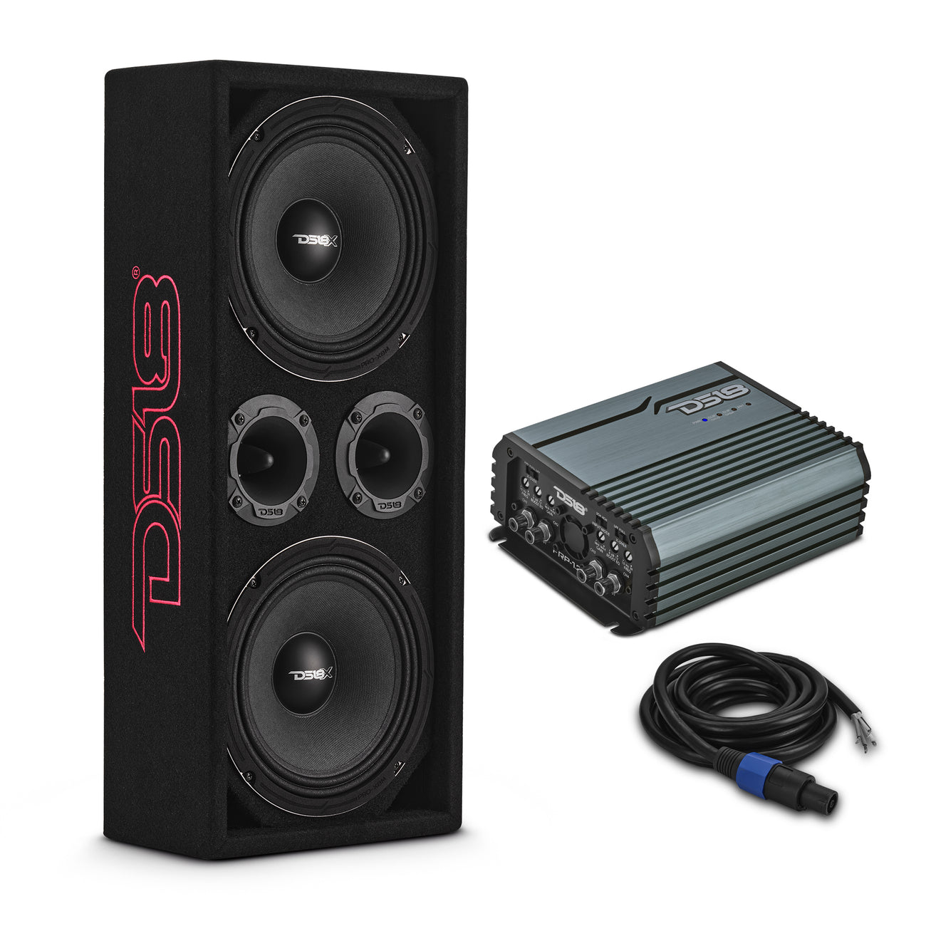 DS18 8” Loaded Voceteo Enclosure with Tweeters, Full-Range Amp ...