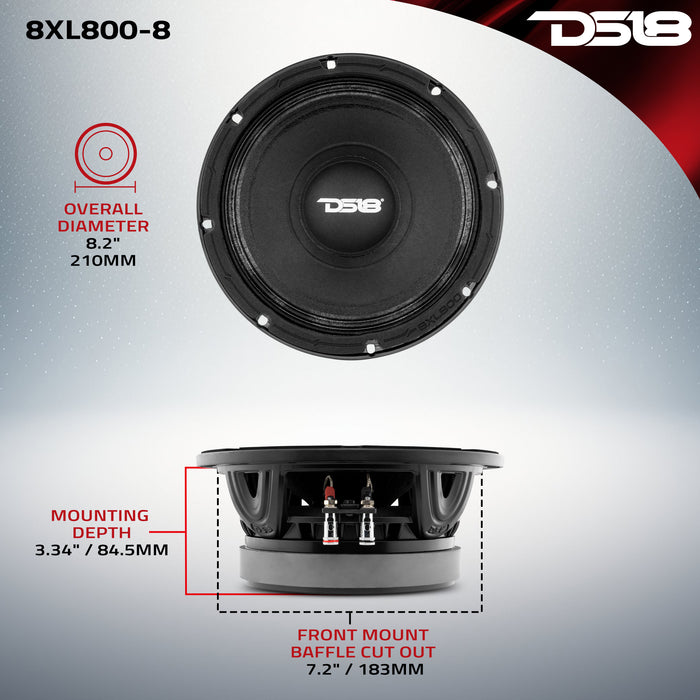 DS18 XL 8" Mid-Range Car Audio Loudspeaker 400 Watts Rms 8-Ohm