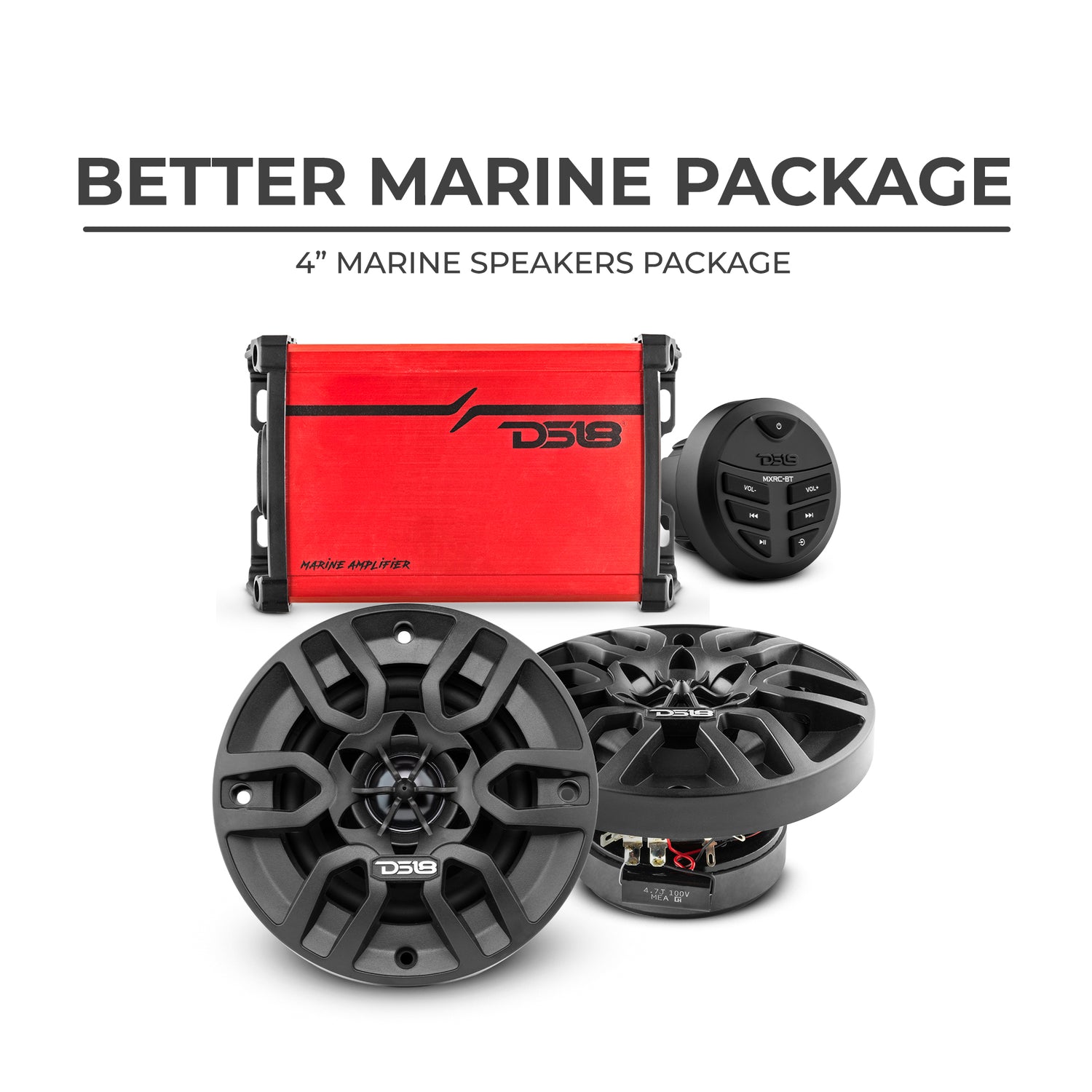 Better Marine Audio Package - 2 X 4" Speakers with Head Unit & 4 Chann