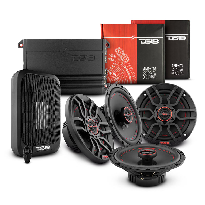 DS18 Stage1 Car Audio Package, Car Speakers with amplifier and shallow ...