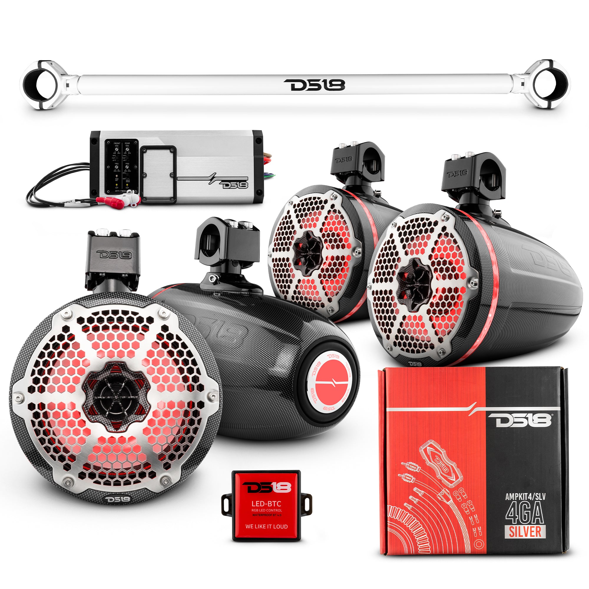 DS18 Ultimate Sound Package for Jeep JK/JKU w/Tower Speakers RGB and ...