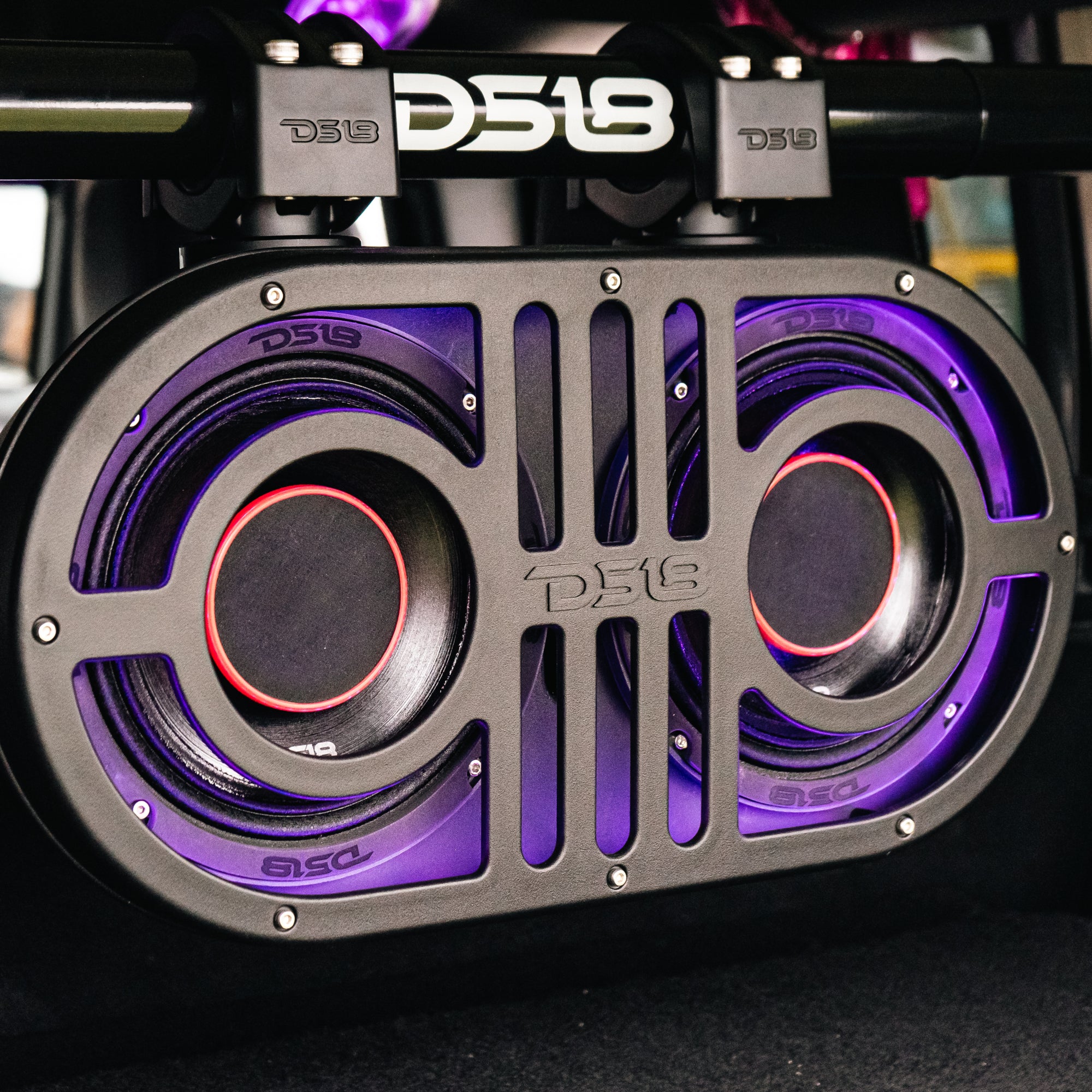 Dual 8" Marine and Powersports PRO Roll Cage Sound Bar System with Bui