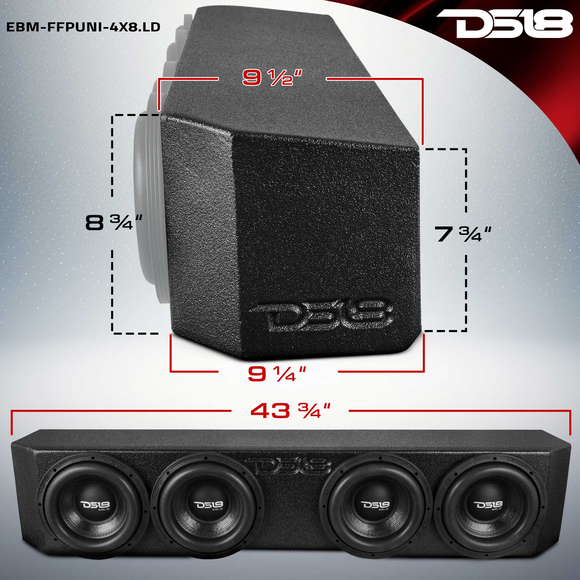DS18 Universal Quadruple 8" Ported Subwoofer Enclosure