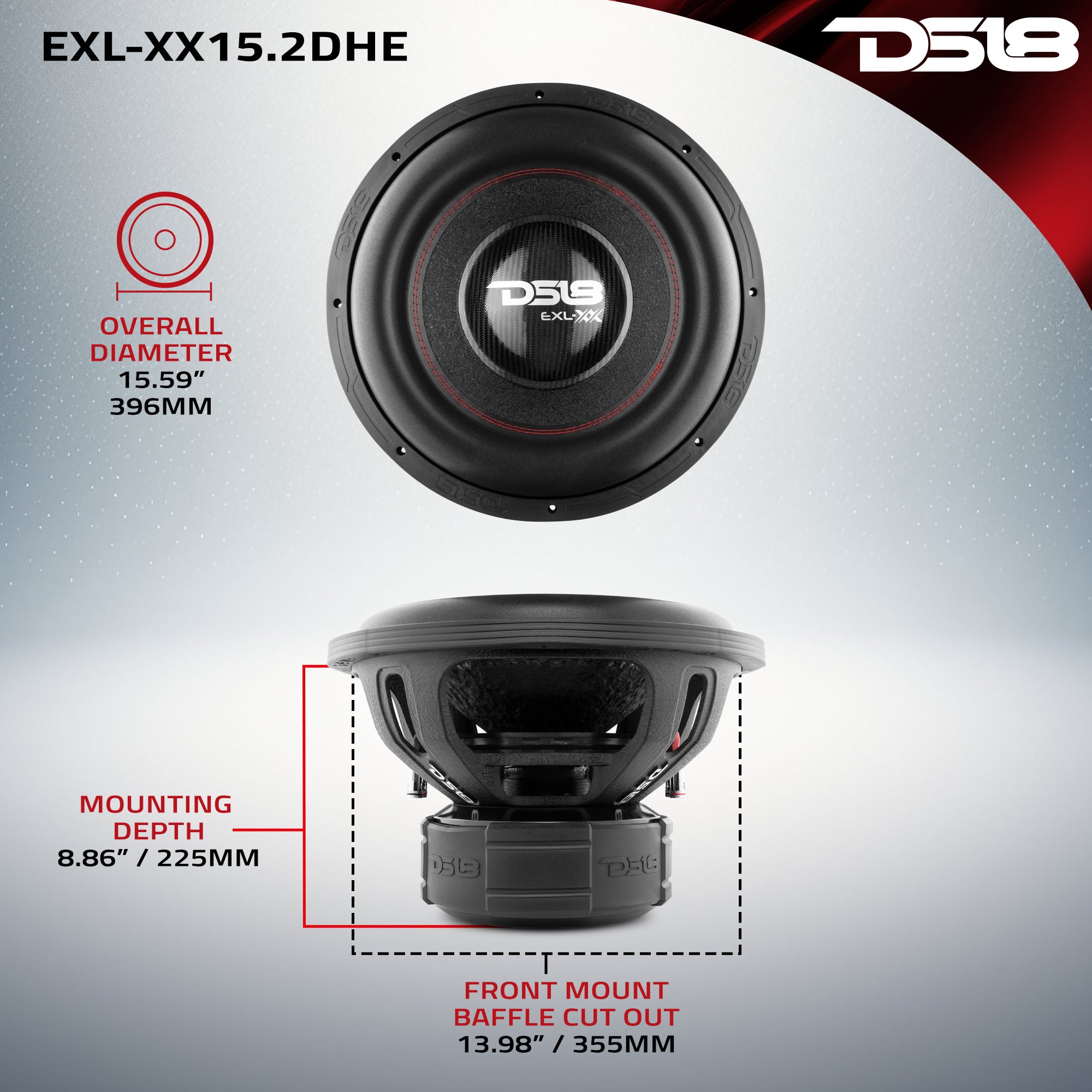 DS18 EXL-XX15.2DHE High Excursion 15" Subwoofer 4000 Watts Max 2-Ohms ...