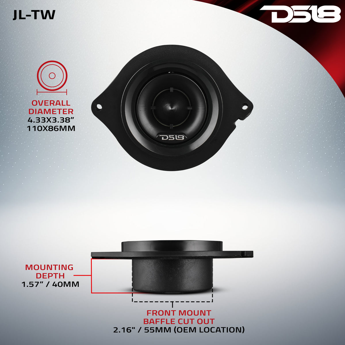 DS18 Jeep Wrangler Tweeter Upgrade | OEM Replacement & Dashboard Mount
