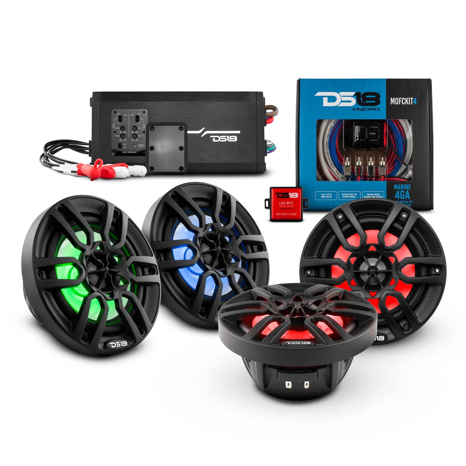 DS18 Stage 1 Marine Speakers with Amplifier and Bluetooth LED Control ...