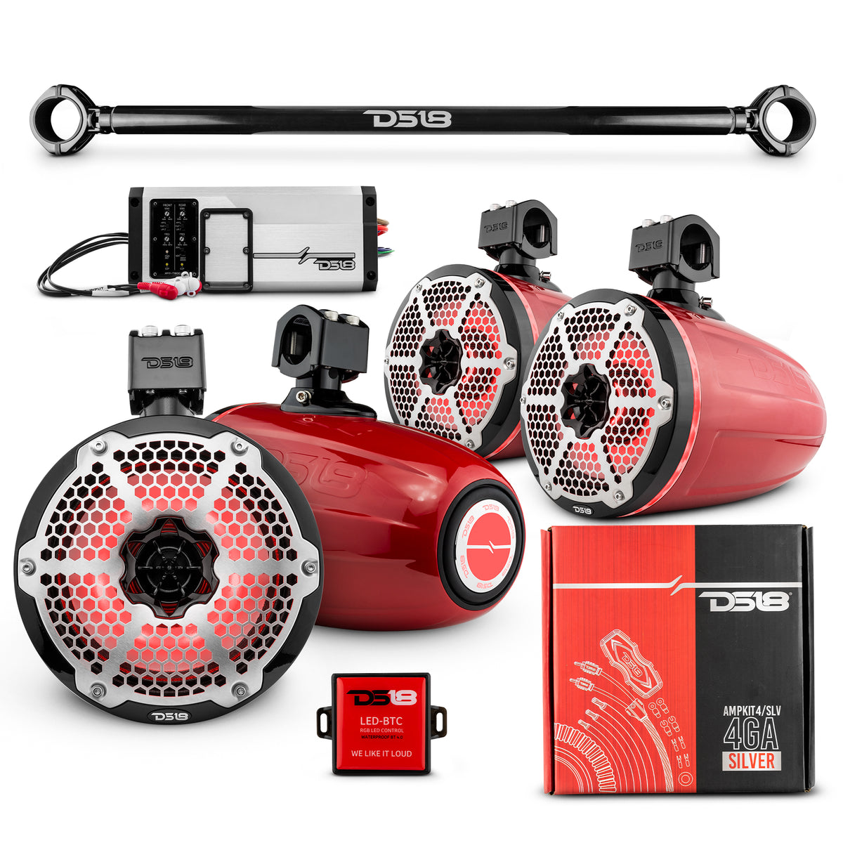 DS18 Ultimate Sound Package for Jeep JK/JKU w/Tower Speakers RGB and ...