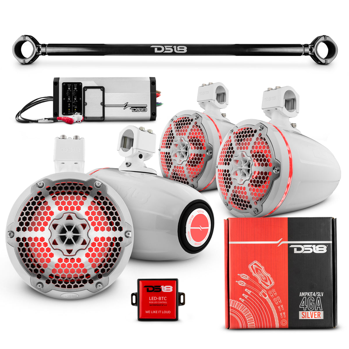 DS18 Ultimate Sound Package for Jeep JK/JKU w/Tower Speakers RGB and ...