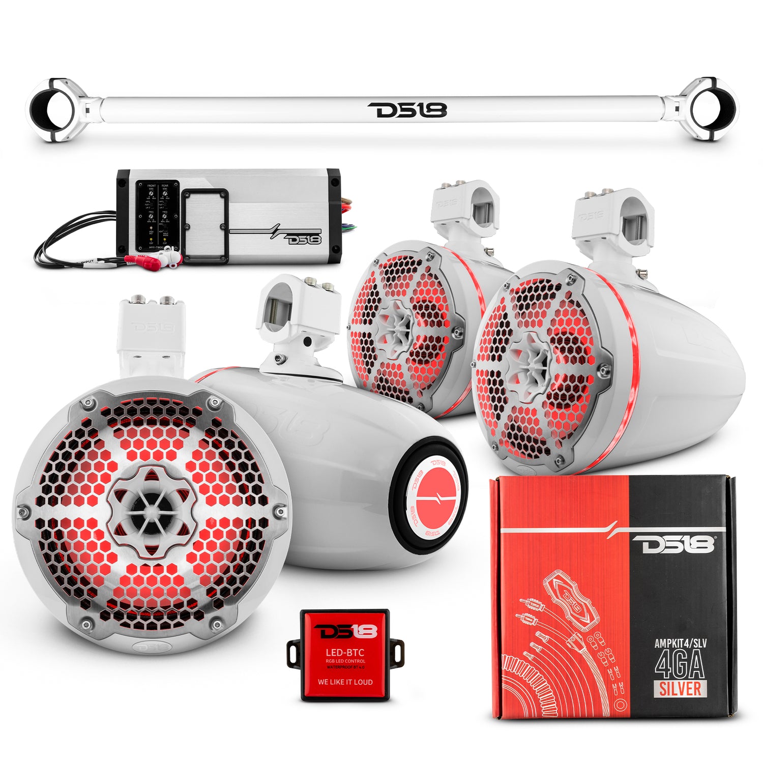 DS18 Ultimate Sound Package for Jeep JK/JKU w/Tower Speakers RGB and ...