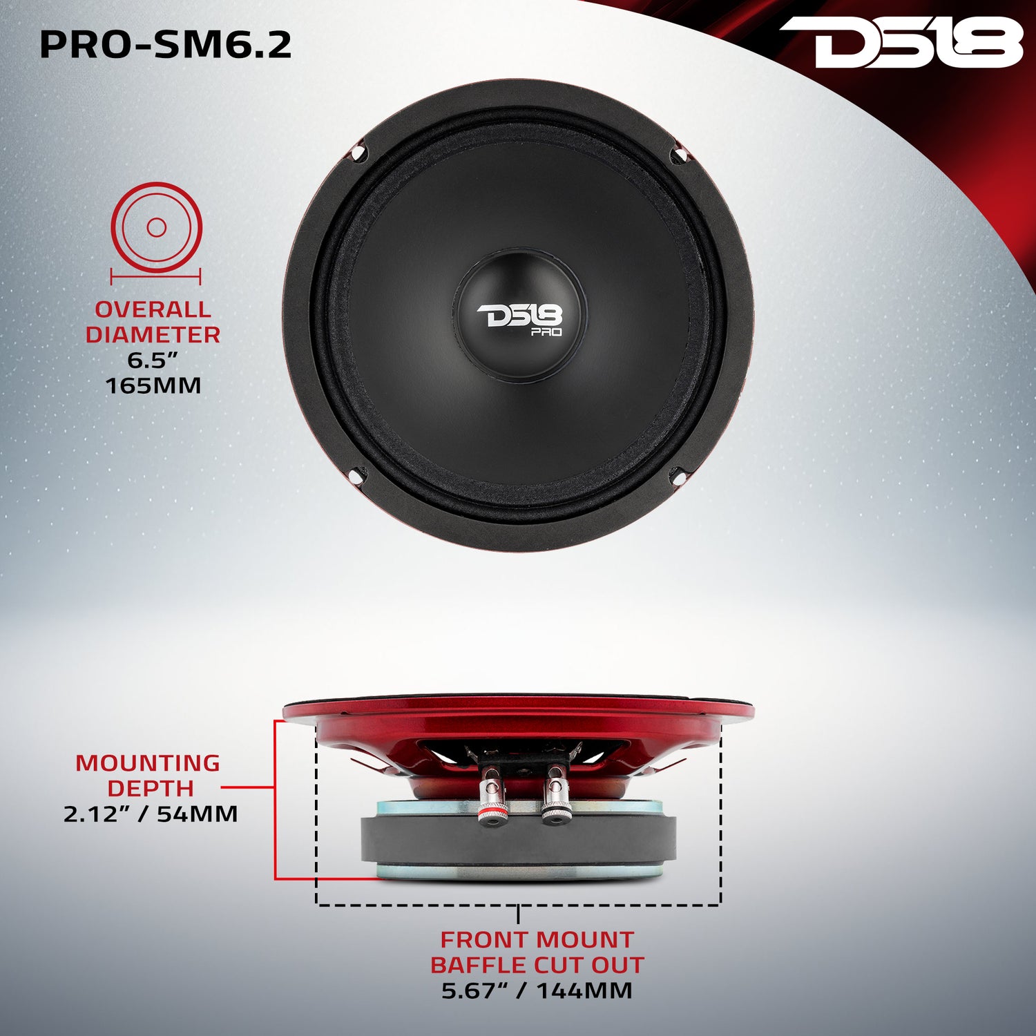 DS18 PRO-SM6.2 6.5" Shallow Water Resistant Motorcycle Speakers Audio