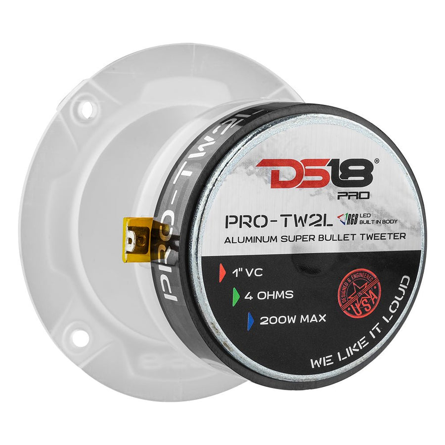 3.8" Super Bullet Tweeter 120 Watts 1" Aluminum 4-Ohm Vc with RGB LED