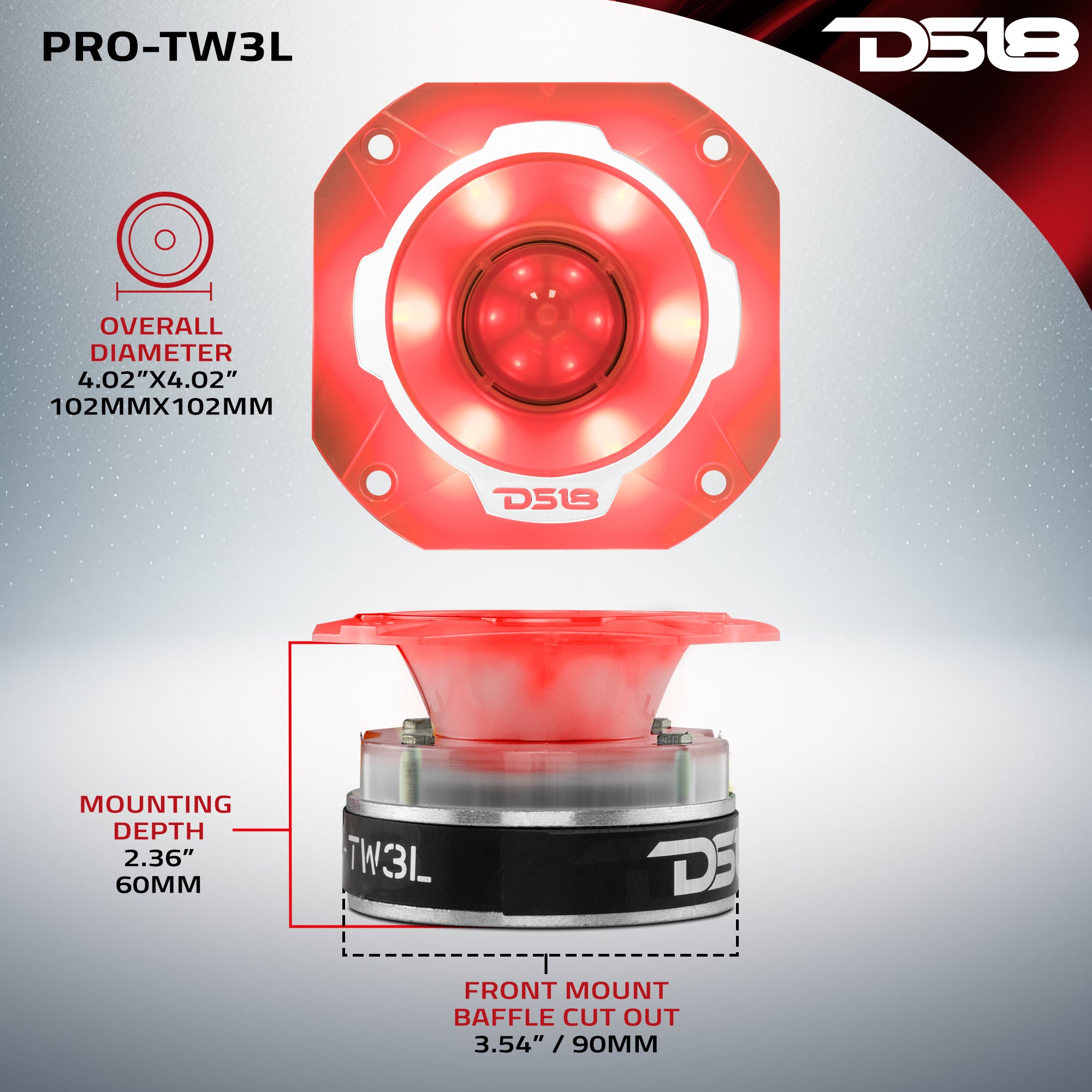 4" Super Bullet Tweeter 250 Watts 1.5" Titanium 4-Ohm Vc with RGB LED
