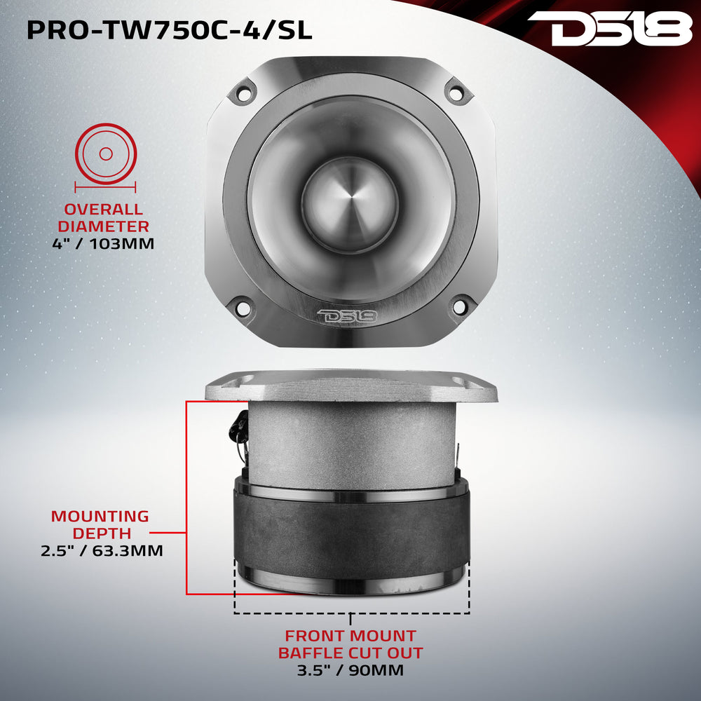 DS18 4” Super Bullet Tweeter with 1.5” Titanium Voice Coil And ...