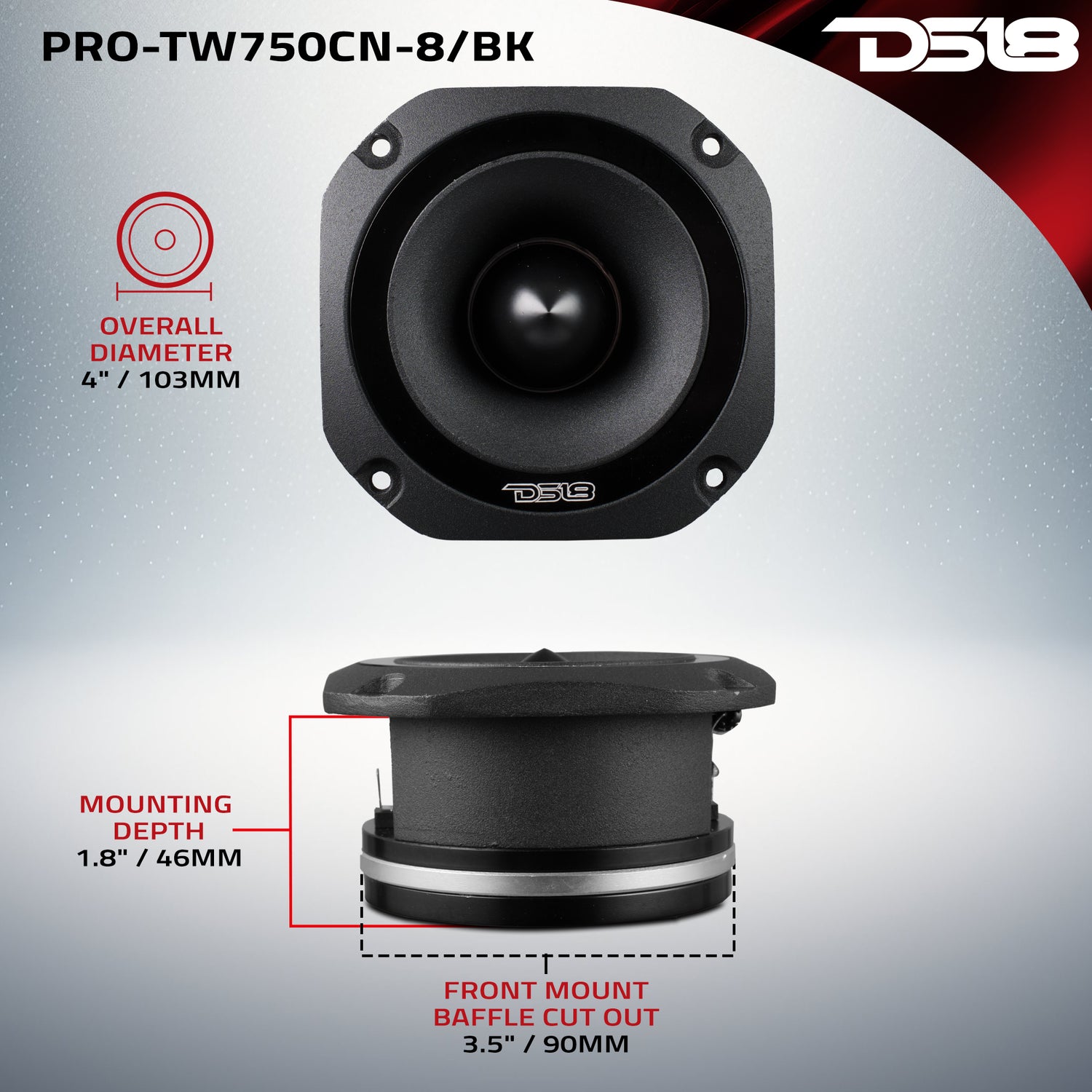 DS18 4" Super Bullet Tweeter with 1.5" Titanium Voice Coil Neodymium ...