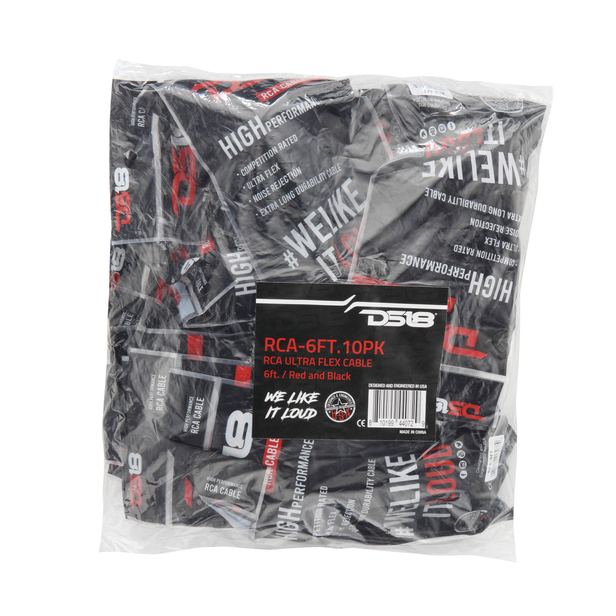 DS18 6FT Ultra Flex 100% OFC RCA Cable Wire – 10-Pack
