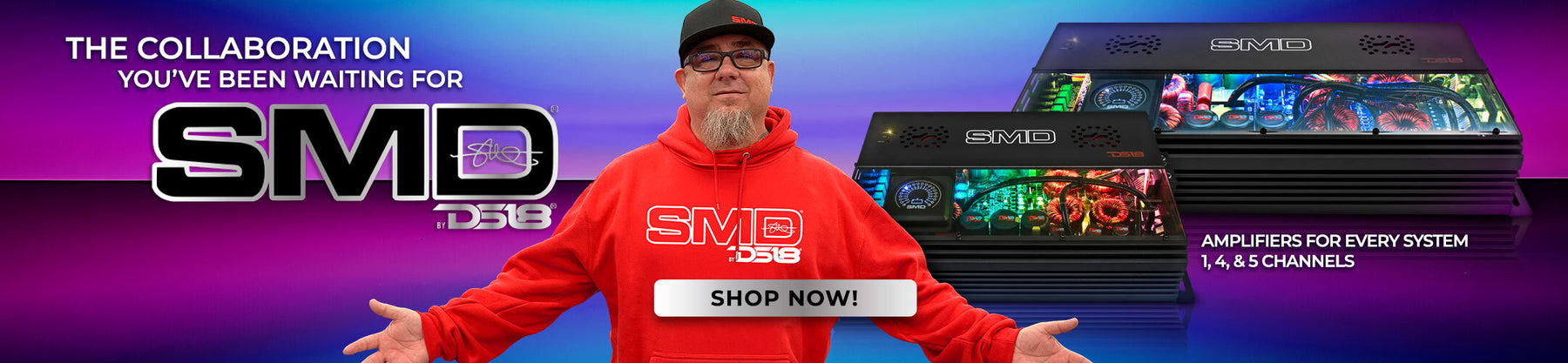 DS18 SMD 4-Channel Amplifier with VM-1 Voltmeter and Digital LED Lights ...