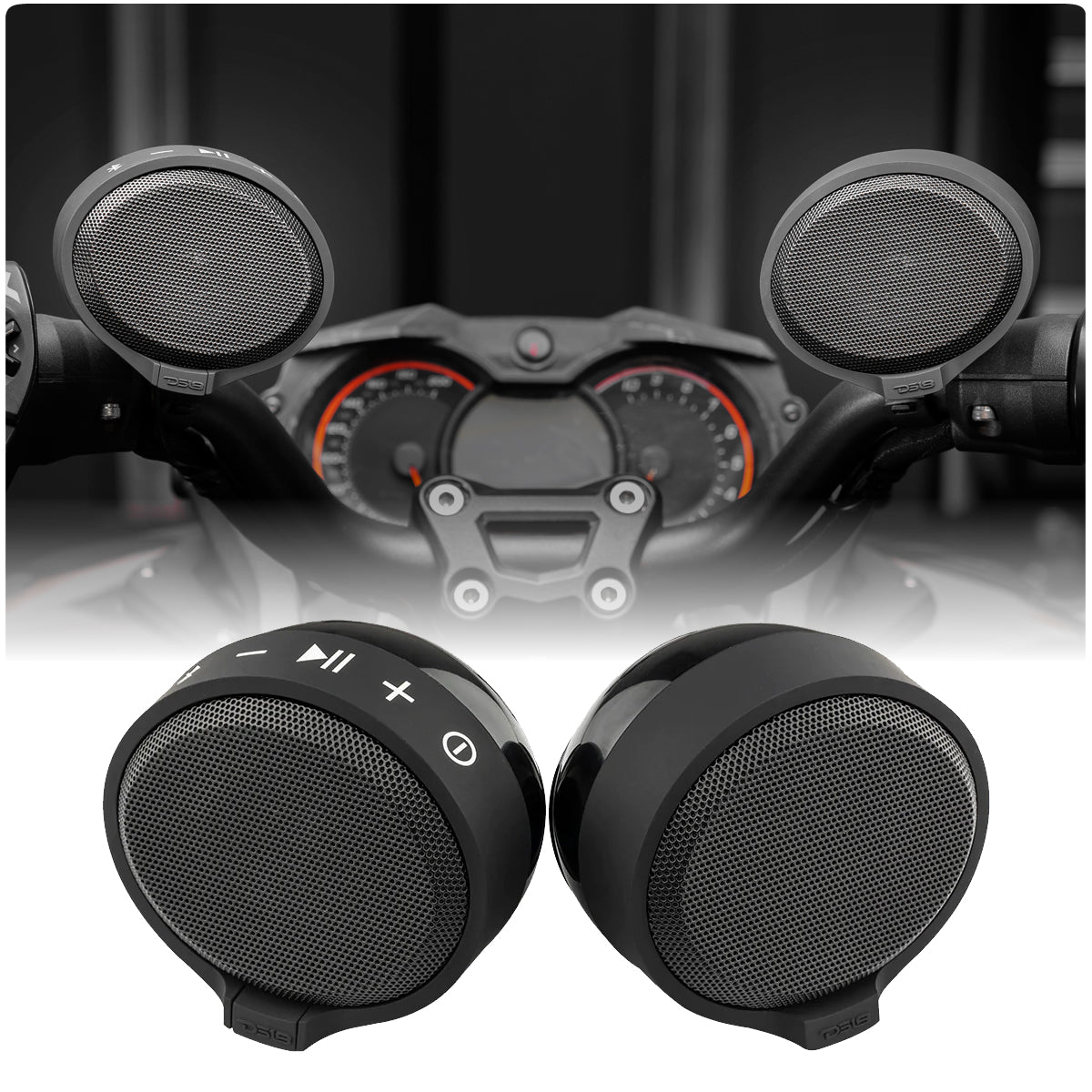 DS18 RYDERBT Amplified Handlebar Mount Bluetooth Speaker Pods