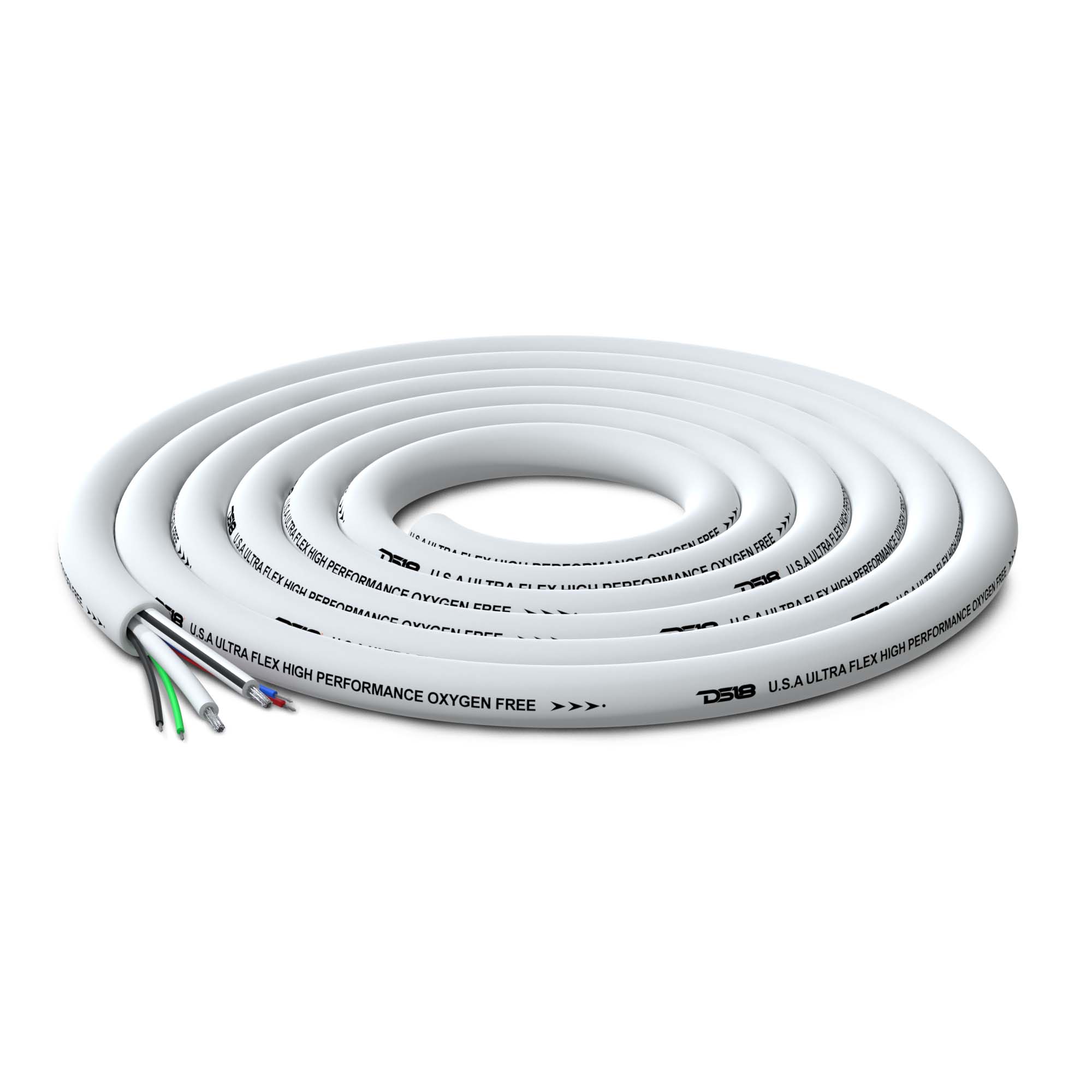 DS18 HYDRO MOFC12/18GA-100SWRGB Audio Marine Tinned 100% Copper OFC 18-GA RGB LED Wires with 12 ...