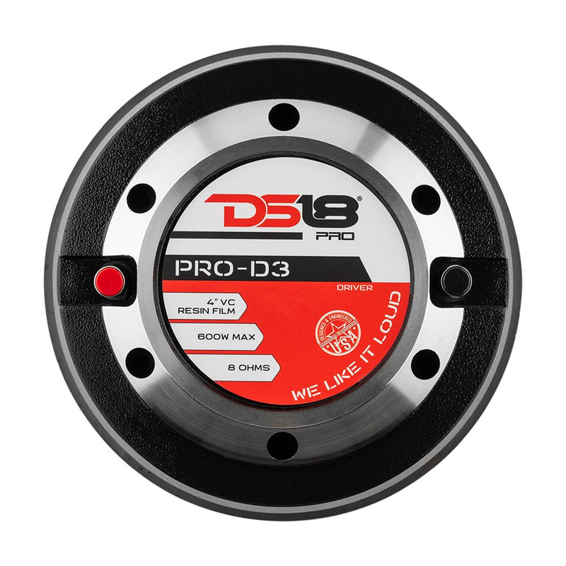 DS18 PRO-D3 3" Bolt On Throat Compression Driver 4" Phenolic VC 600 ...
