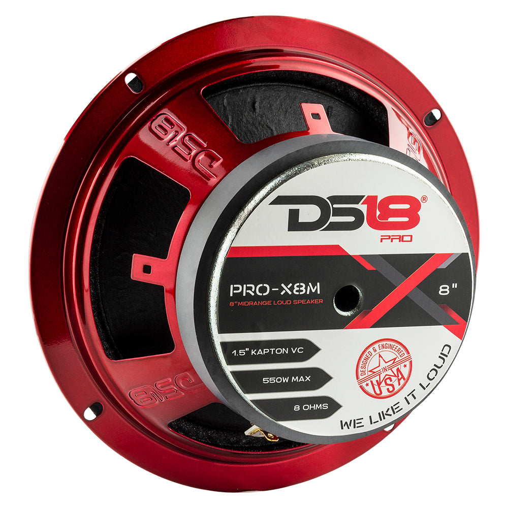DS18 PRO-X8M 8" Mid-Range Loudspeaker 550 Watts 8-Ohm car audio stereo speakers. 550 8.