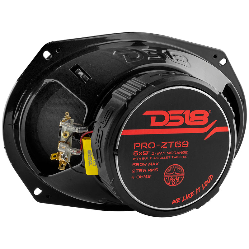 DS18 PRO-ZT 6x9 2-Way Mid-Range Loudspeaker with Built-in Bullet ...