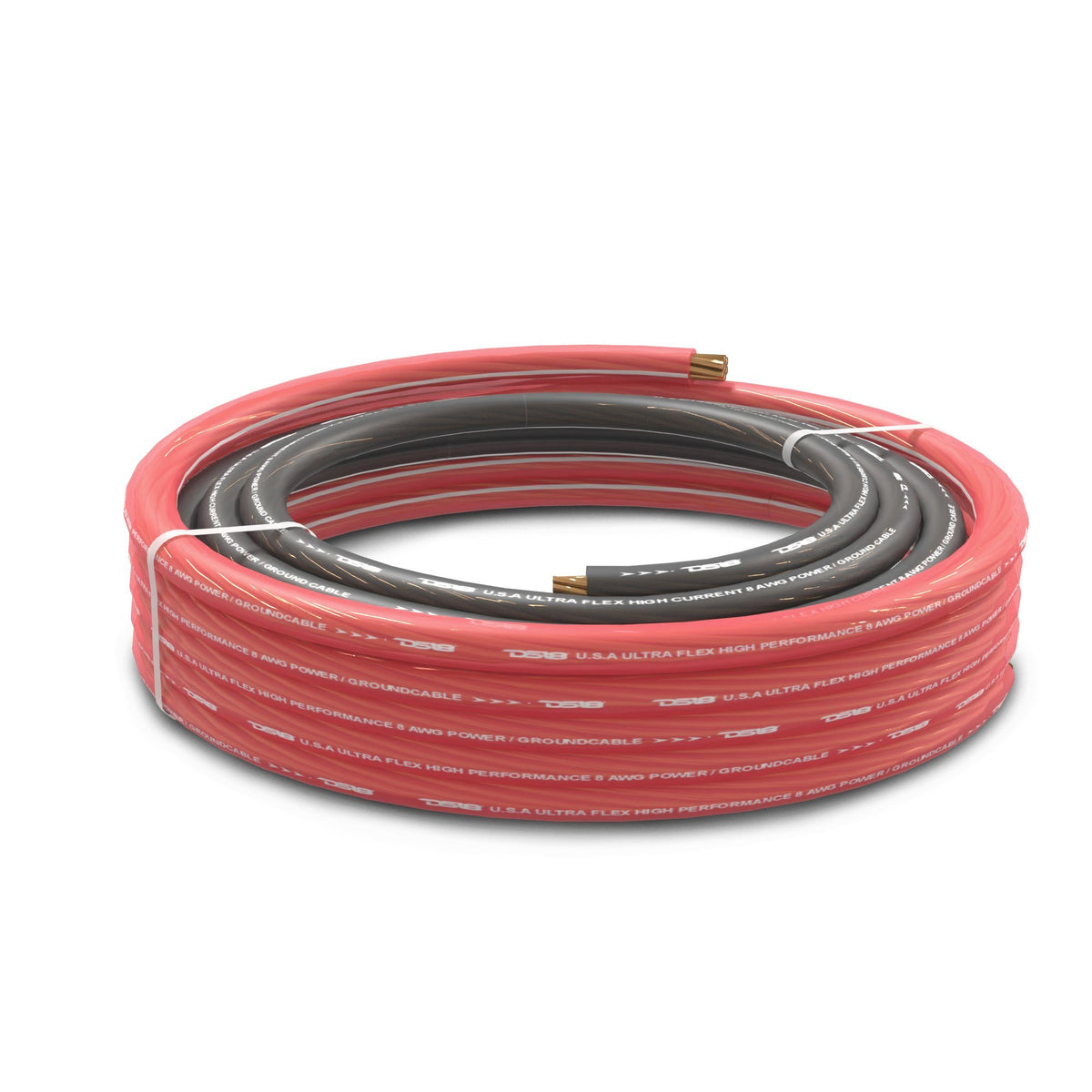 DS18 8-GA Ultra Flex OFC Ground Power Cable 5 Ft Black and 20 Ft Red Kit
