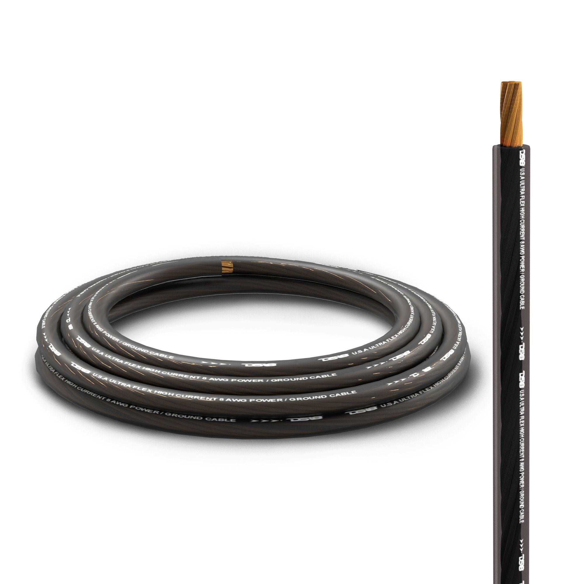 DS18 8-GA Ultra Flex OFC Ground Power Cable 5 Ft Black and 20 Ft Red Kit