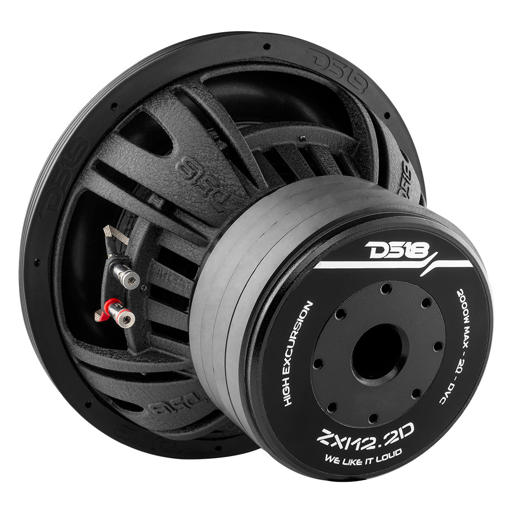 DS18 ZXI12.2D High Excursion 12" Subwoofer 2000 Watts 2-Ohm DVC Quad ...